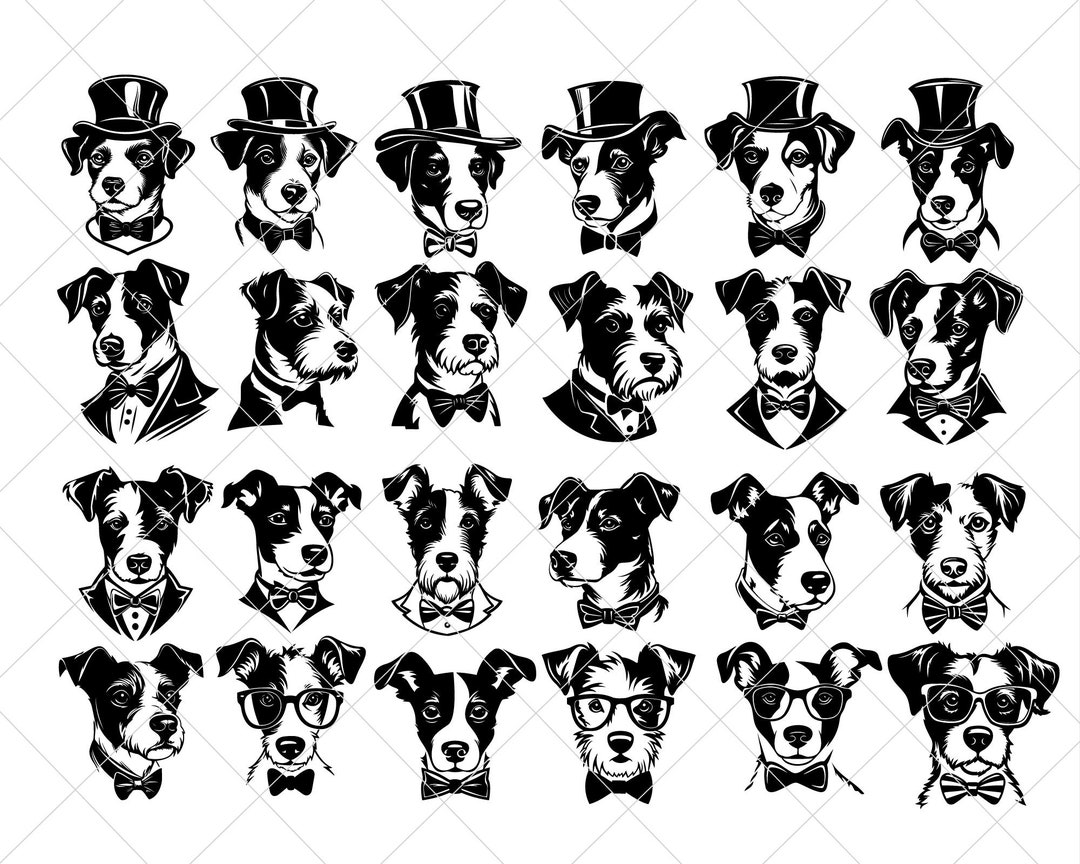 Dapper Jack Russell Terriers SVG PNG Jpg Dxf Eps Pdf, Clipart, Dog, Top ...