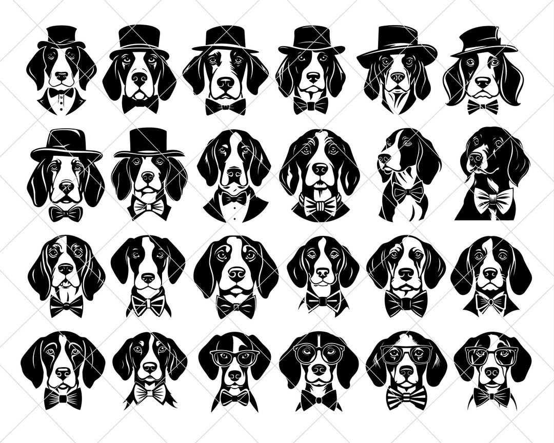 Dapper Hounds SVG PNG Jpg Dxf Eps Pdf, Clipart, Dog, Top Hat, Bow Tie ...