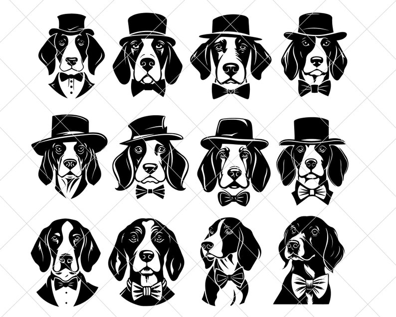 Dapper Hounds SVG PNG Jpg Dxf Eps Pdf Clipart Dog Top Hat - Etsy