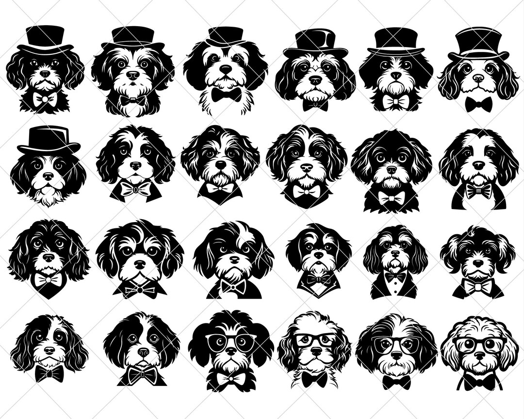Dapper Cavapoos SVG PNG Jpg Dxf Eps Pdf, Clipart, Dog, Top Hat, Bow Tie ...