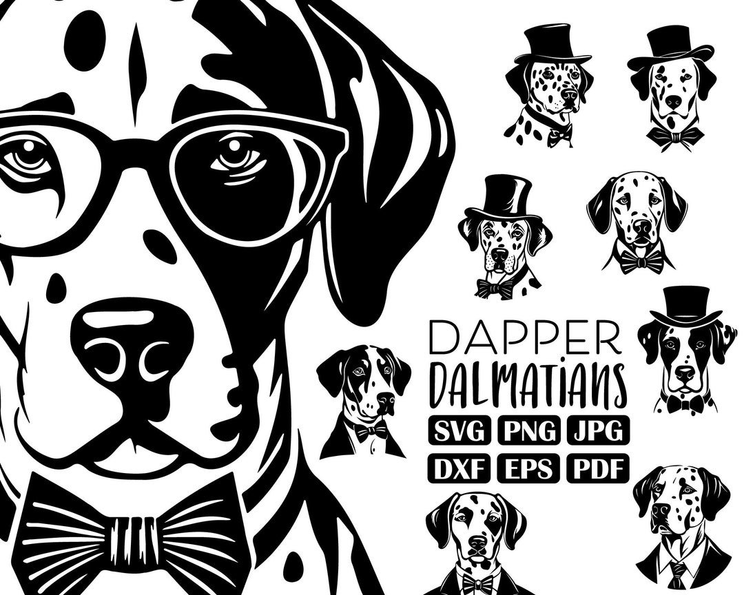Dapper Dalmatians SVG PNG Jpg Dxf Eps Pdf Clipart Dog Top - Etsy