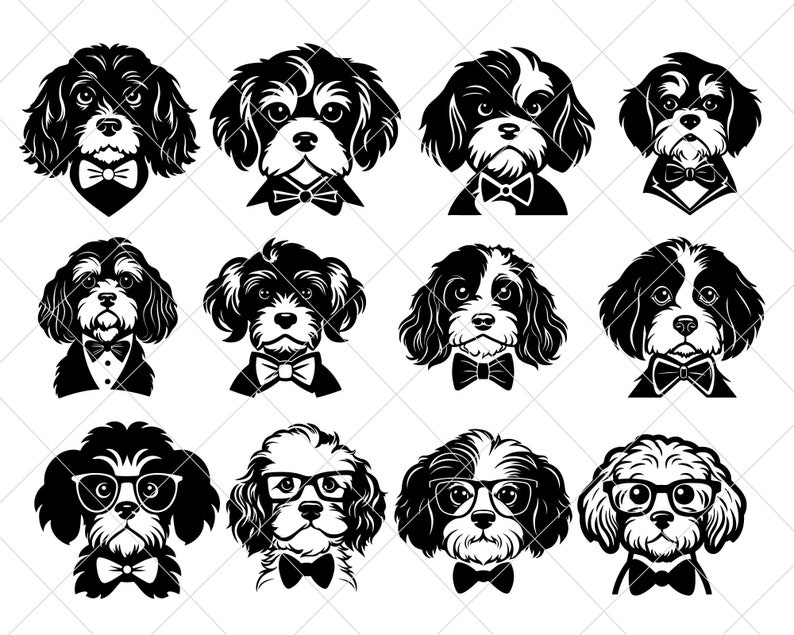 Dapper Cavapoos SVG PNG Jpg Dxf Eps Pdf, Clipart, Dog, Top Hat, Bow Tie ...