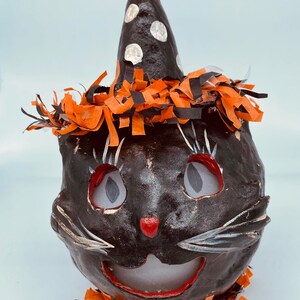 Handmade Vintage Style Cornelius Cat Lantern, Air Dry Clay, Folk Art ...