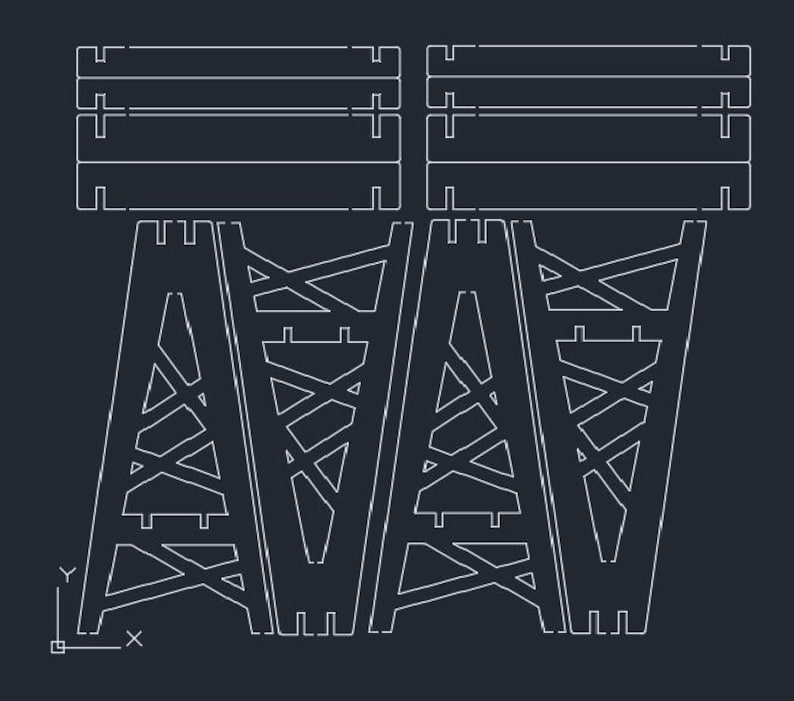 Industrial Trestle Table Legs - Plywood Etc - CNC Ready DXF/DWG File ...