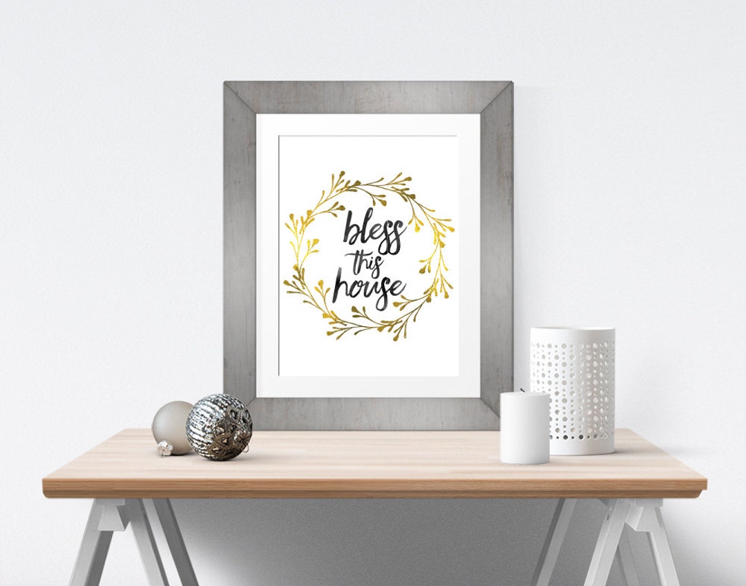 Instant Download 'bless This House' Quote, Printable Wall Art, Gold ...