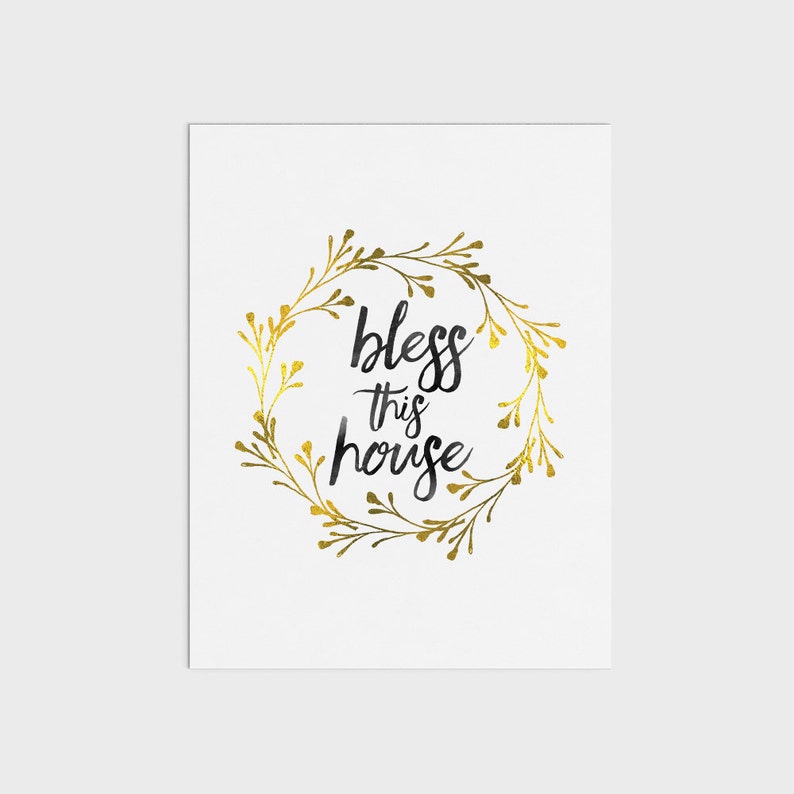 Instant Download 'bless This House' Quote, Printable Wall Art, Gold ...