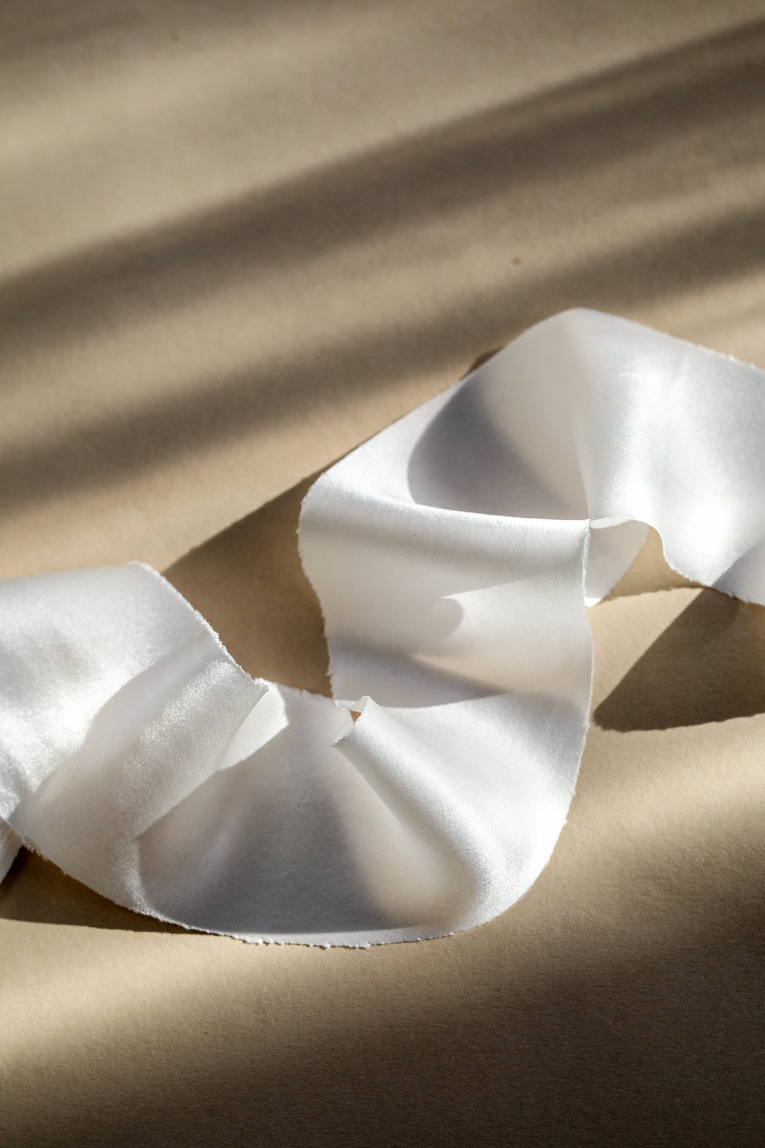 Silk Ribbon | DOVE WHITE Satin Silk / Plant Based and Hand Dyed ...