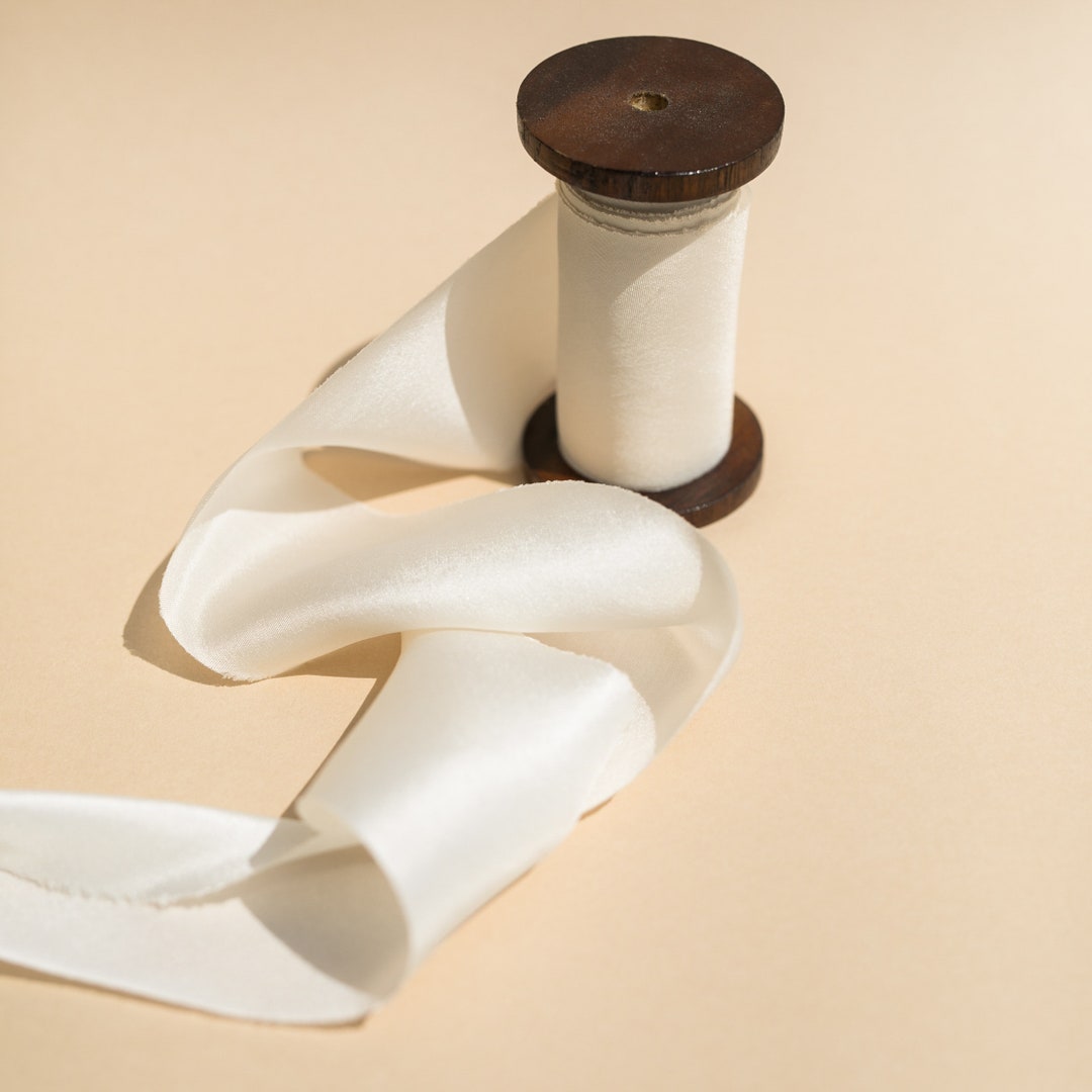 Silk Ribbon Ivory Habotai Silk Plant Based, Hand Dyed Silk Ribbons ...
