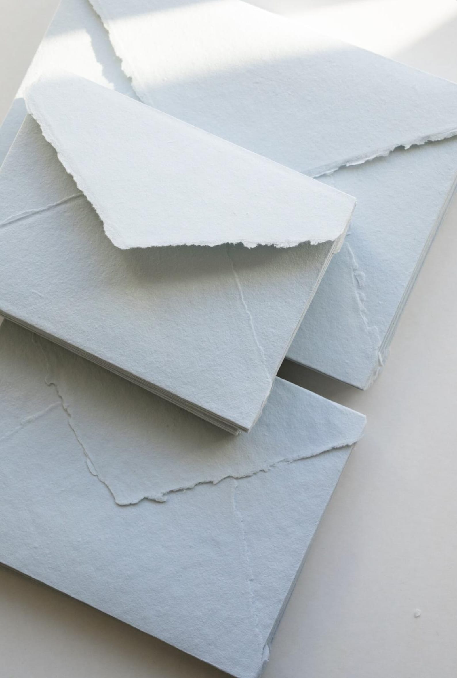 Soft Blue Deckle Edge Cotton Rag Envelopes | Pointy Flaps, Handmade ...