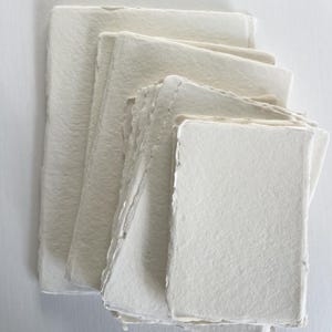 Ivory Handmade Cotton Rag Paper, Deckled Edge, 5x7", 4x6", A5, A4, A3 ...