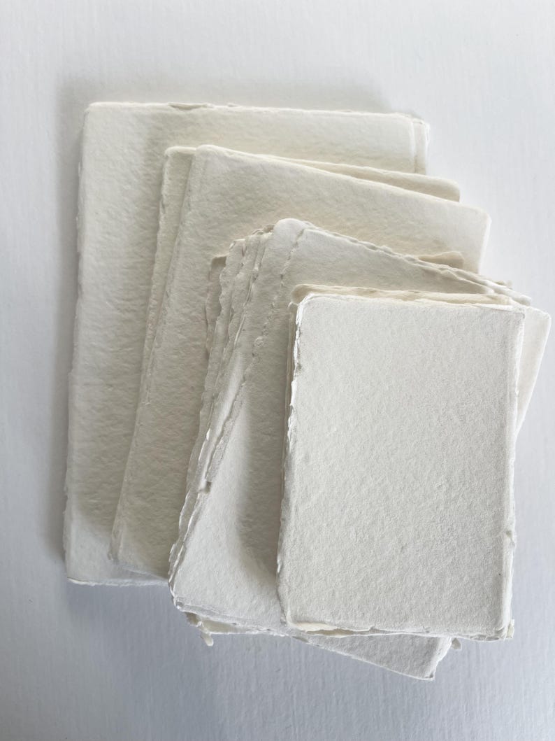 Ivory Handmade Cotton Rag Paper, Deckled Edge, 5x7", 4x6", A5, A4, A3 ...