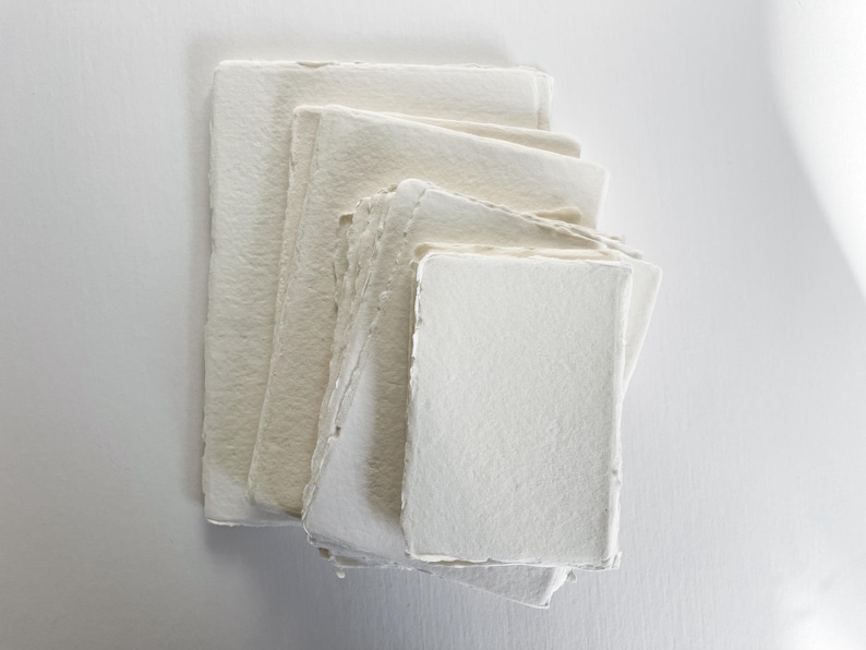 Ivory Handmade Cotton Rag Paper, Deckled Edge, 5x7", 4x6", A5, A4, A3 ...