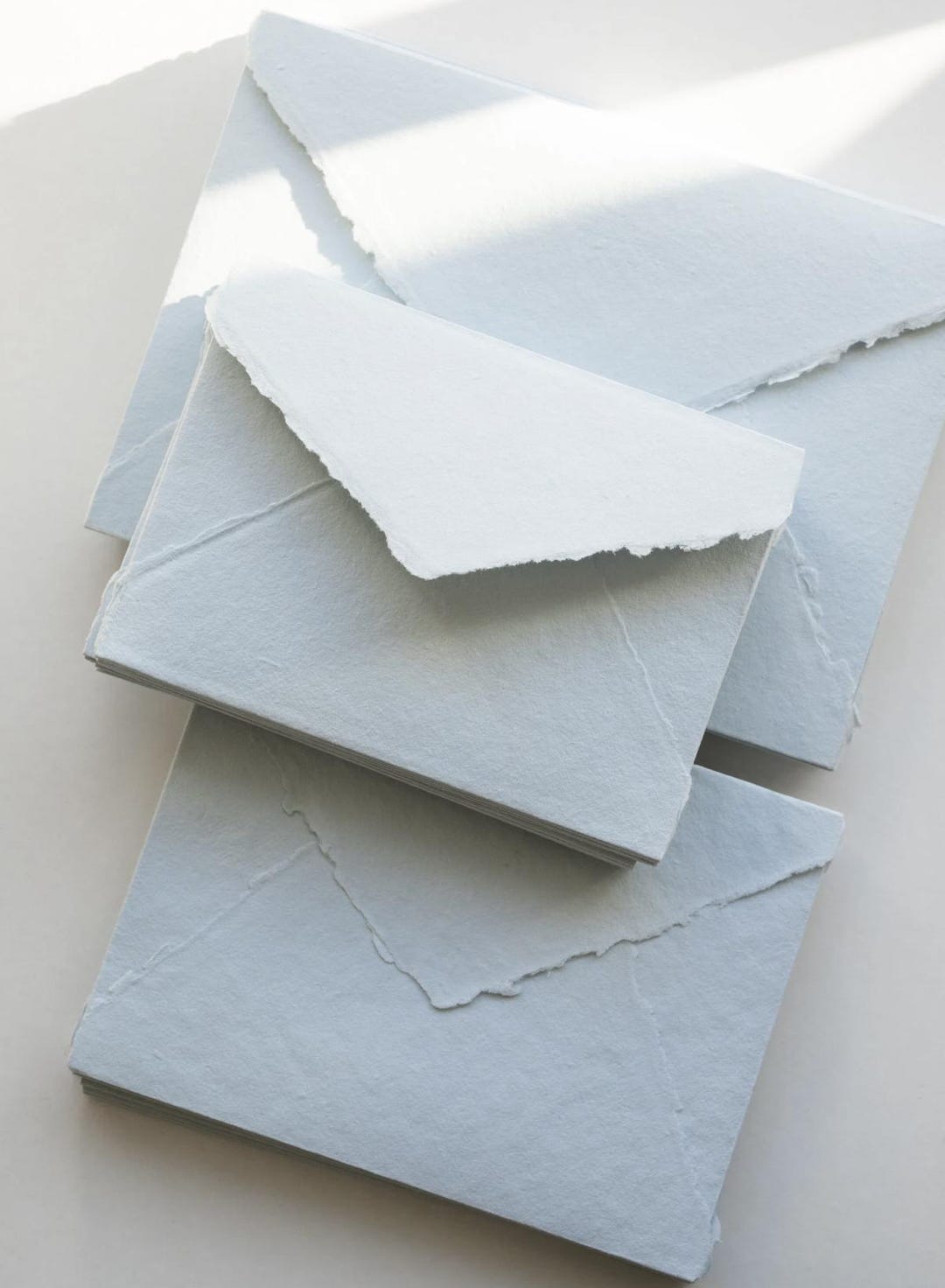 Soft Blue Deckle Edge Cotton Rag Envelopes | Pointy Flaps, Handmade ...