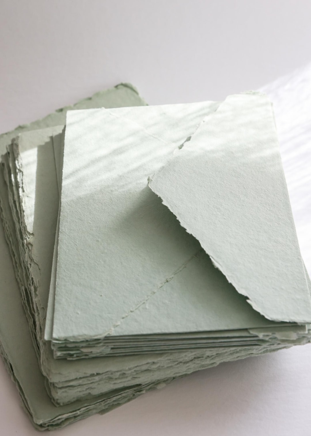 Sage Cotton Rag Envelopes 10 Pack | Pale Green Deckle Edge Handmade ...