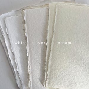 Ivory Handmade Cotton Rag Paper, Deckled Edge, 5x7", 4x6", A5, A4, A3 ...
