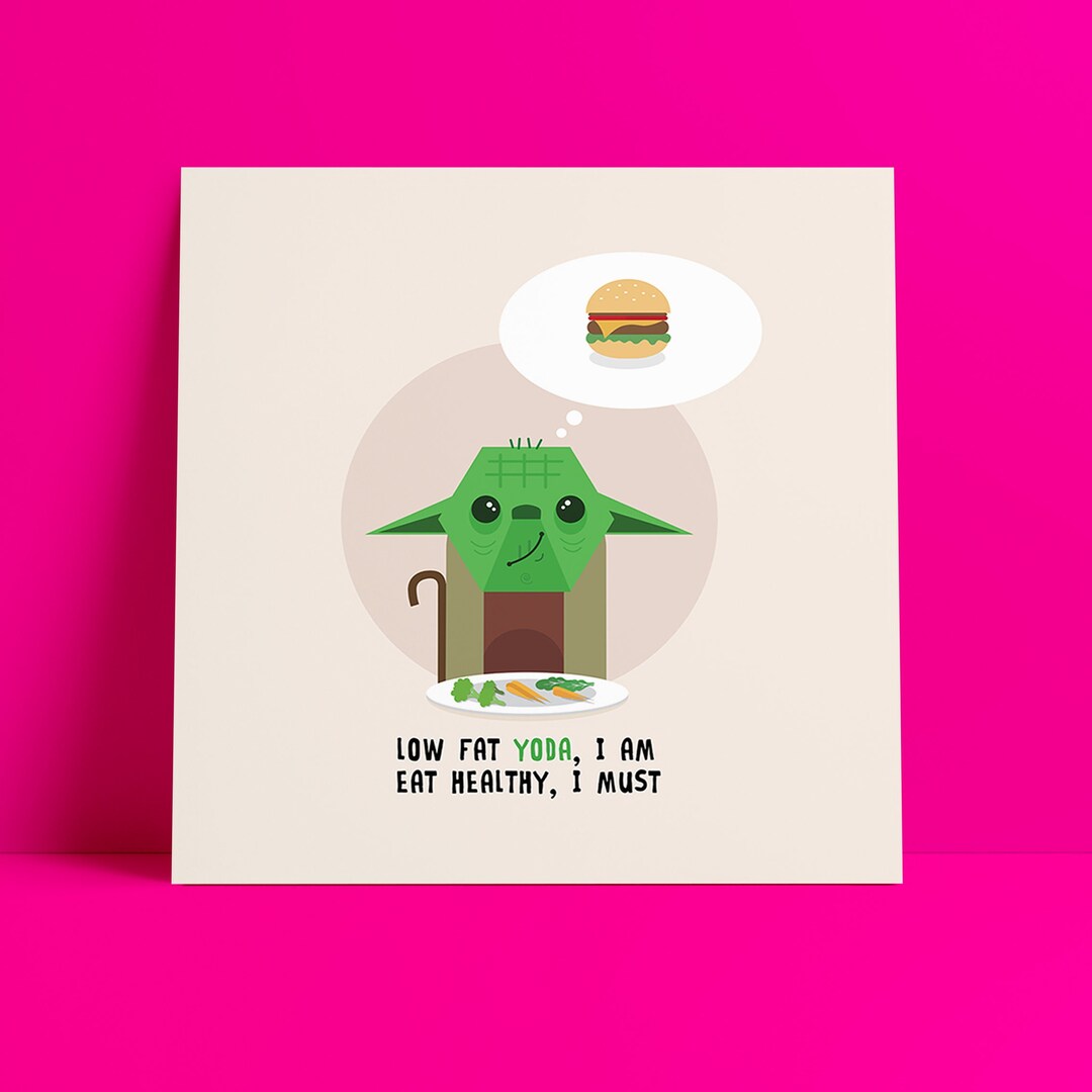 Low Fat Yoda Star Wars Illustration Print Wall Art Print Film Home ...