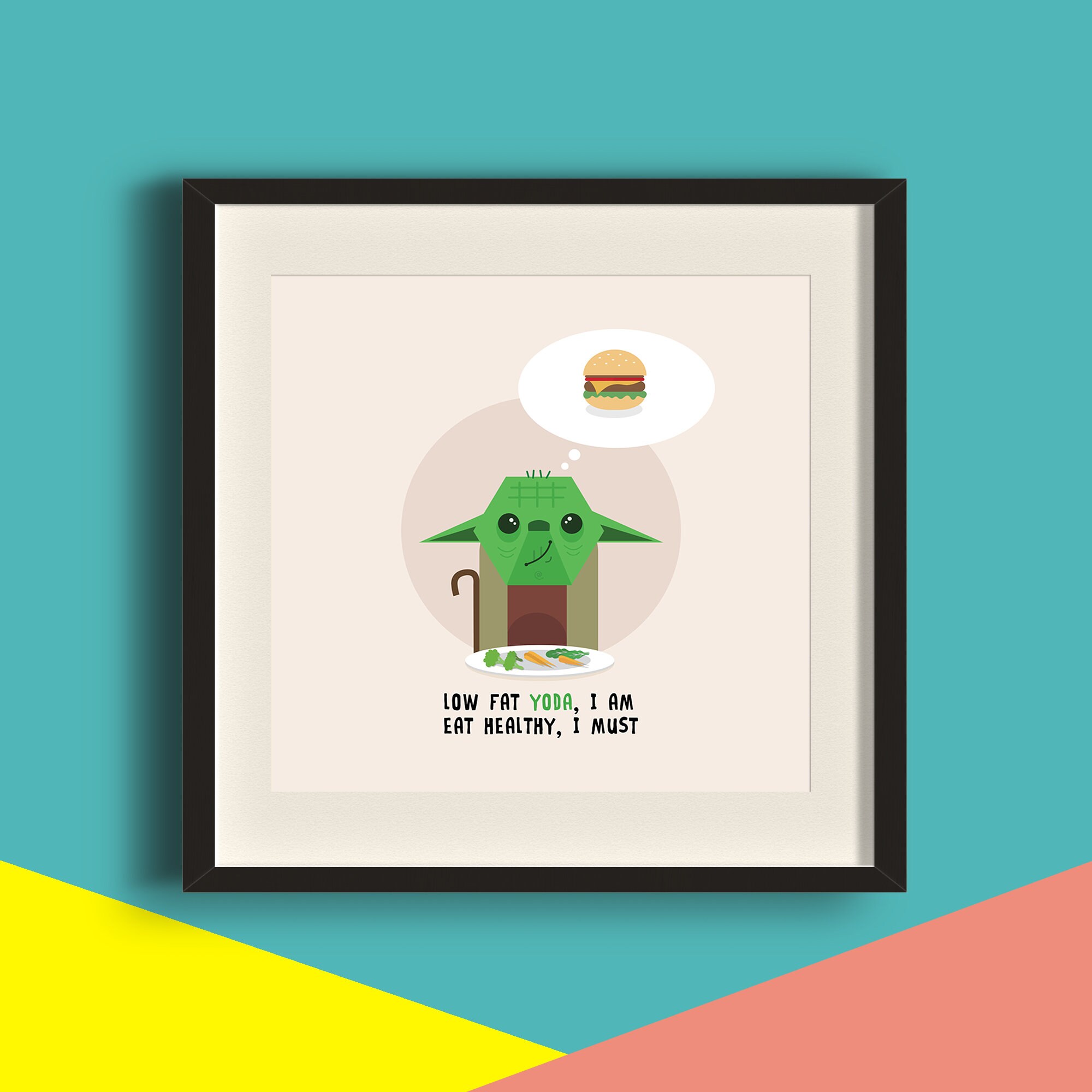 Low Fat Yoda Star wars Illustration Print | Etsy