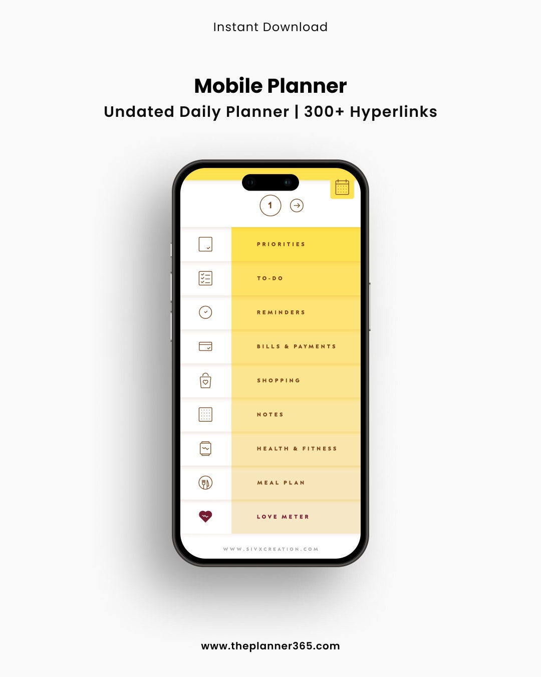 Digital Mobile Planner, Digital Pocket Planner, iPhone Digital Planner ...