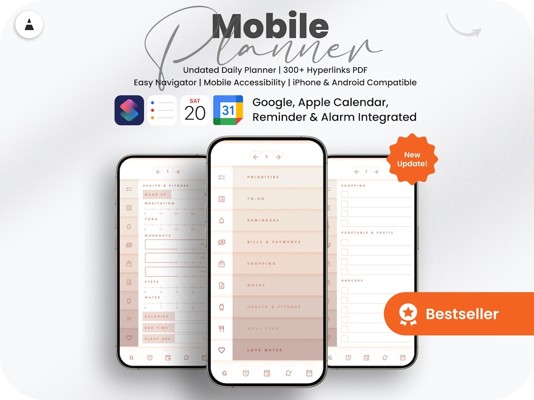 Digital Mobile Planner, Digital Pocket Planner, iPhone Digital Planner ...