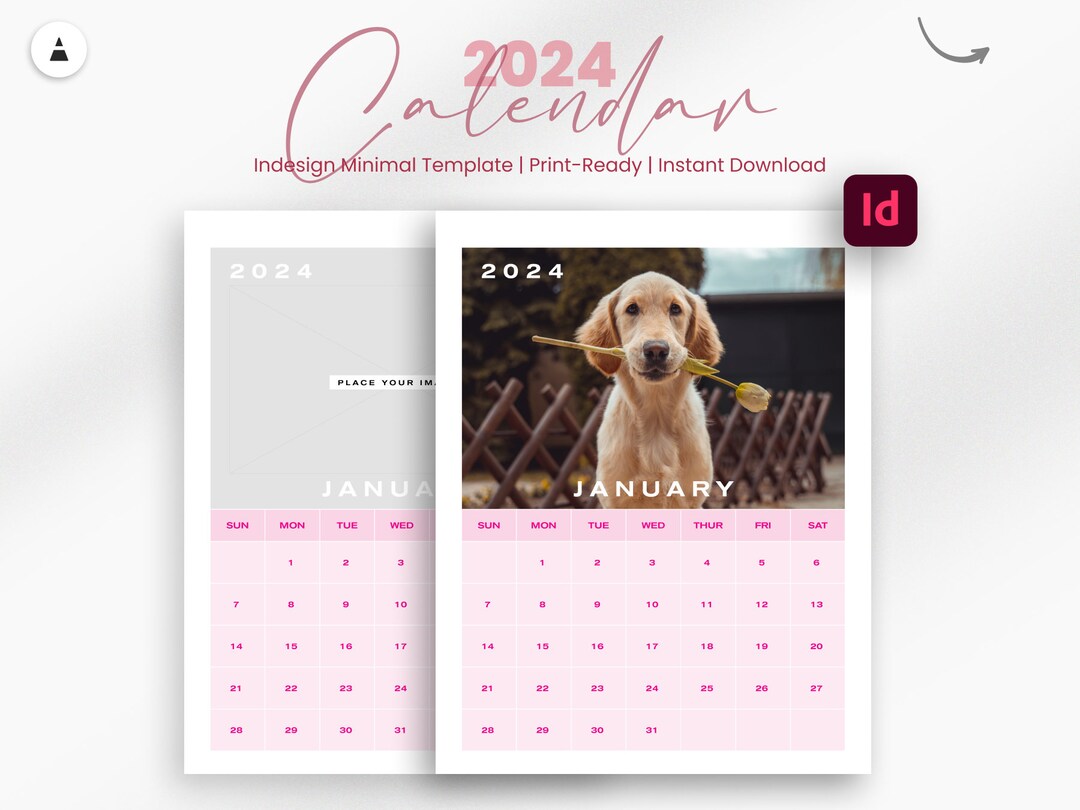2024 Indesign Calendar Template - Editable Digital Planner, Printable ...