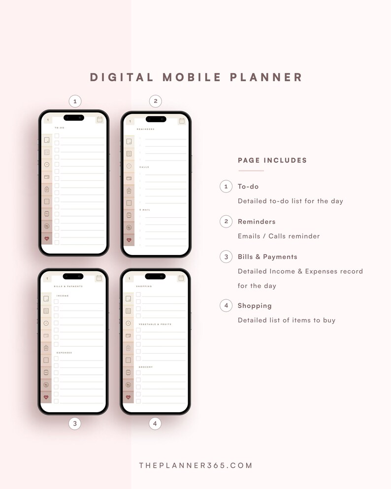 Digital Mobile Planner, Digital Pocket Planner, iPhone Digital Planner ...
