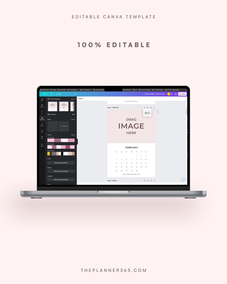 2024 Calendar Editable Canva Template Personalized Photo Calendar ...