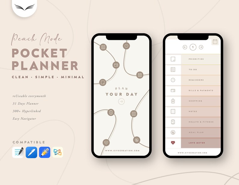 Digital Mobile Planner Digital Pocket Planner Iphone Digital - Etsy