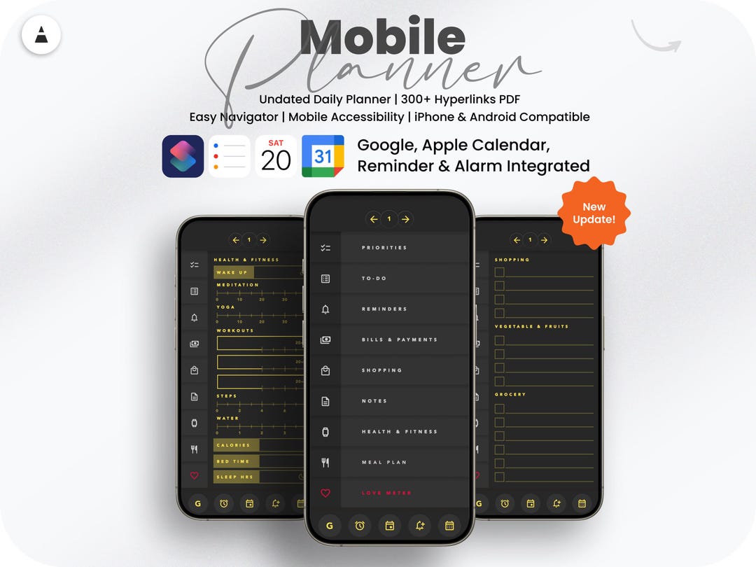 Digital Mobile Planner, Digital Pocket Planner, iPhone Digital Planner ...