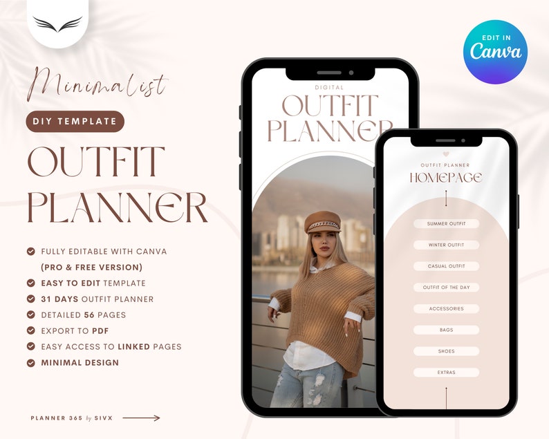 Outfit Planner Template | Editable Canva Template | Summer and Winter ...