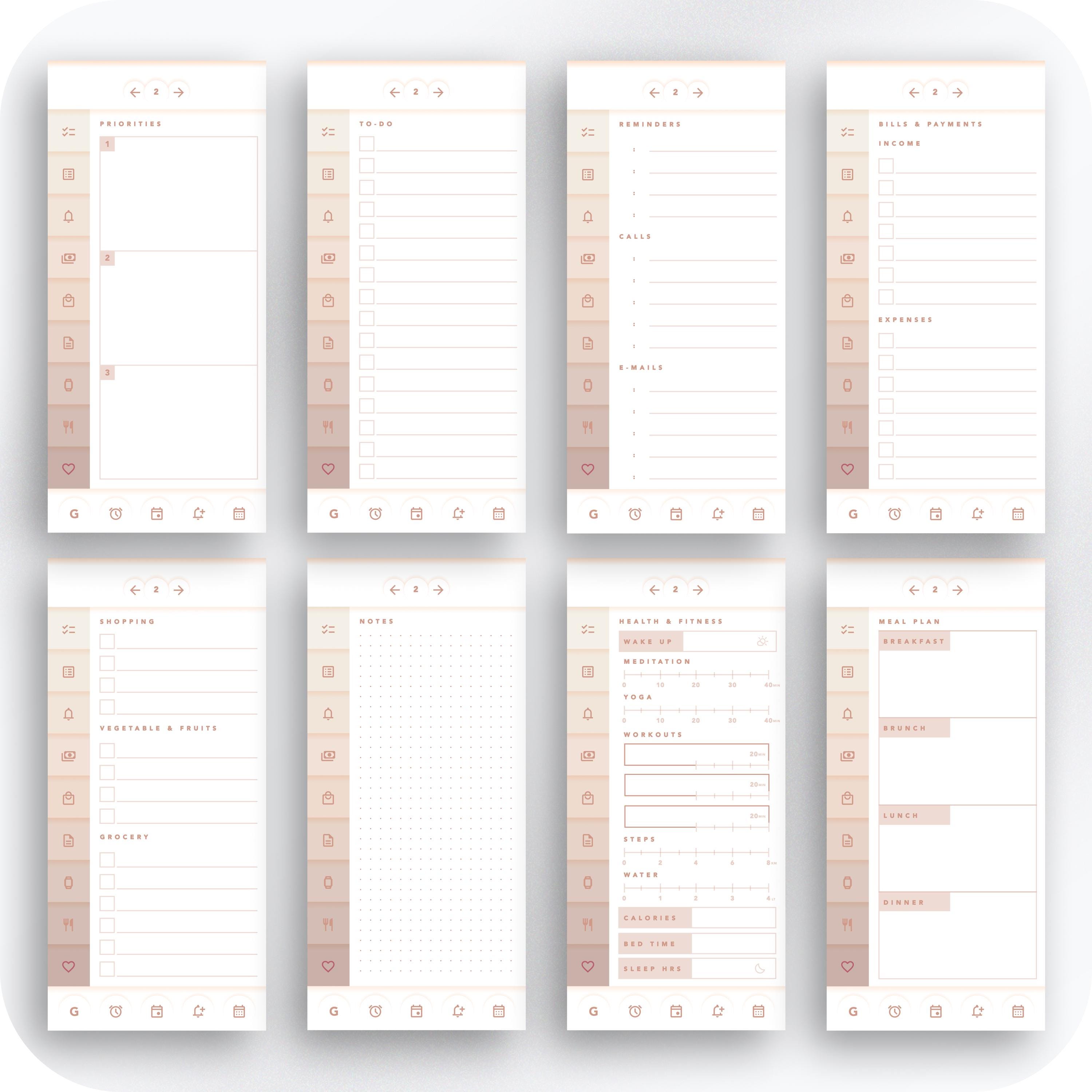 Digital Mobile Planner, Digital Pocket Planner, iPhone Digital Planner ...