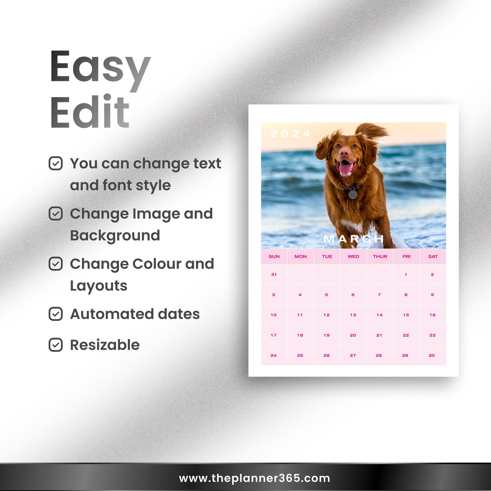 2024 Indesign Calendar Template - Editable Digital Planner, Printable ...