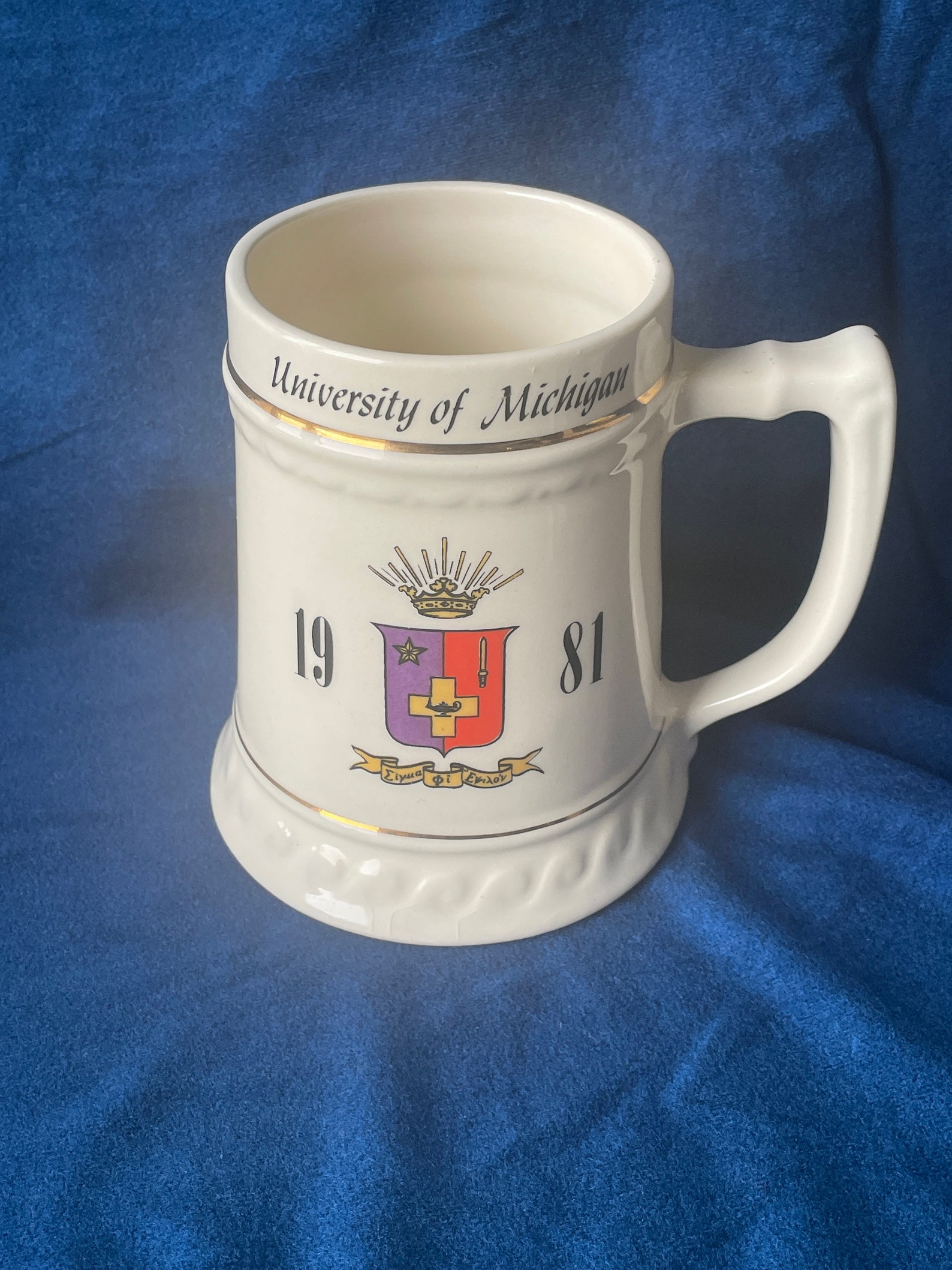 1981 Michigan Wolverines Stein: Vintage Sigma Phi Epsilon Ceramic Beer ...