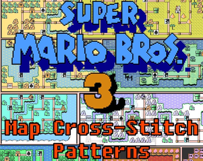 Super Mario Bros. 3 ALL WORLDS Maps Cross Stitch Pattern Bundle, Retro ...