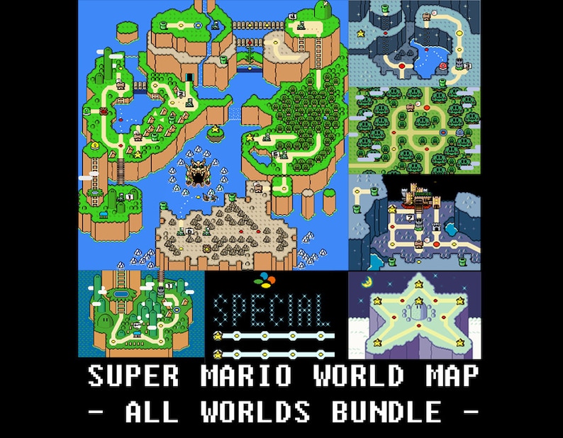 Super Mario World ALL WORLDS Maps Cross Stitch Pattern | Etsy Canada