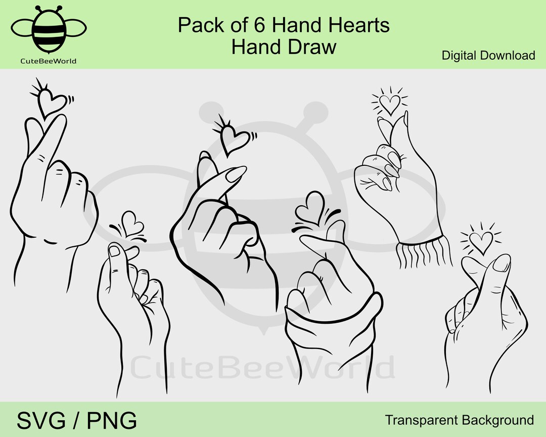 Heart Hand SVG PNG Pack Hand Draw Hands Hand Draw Hearts - Etsy