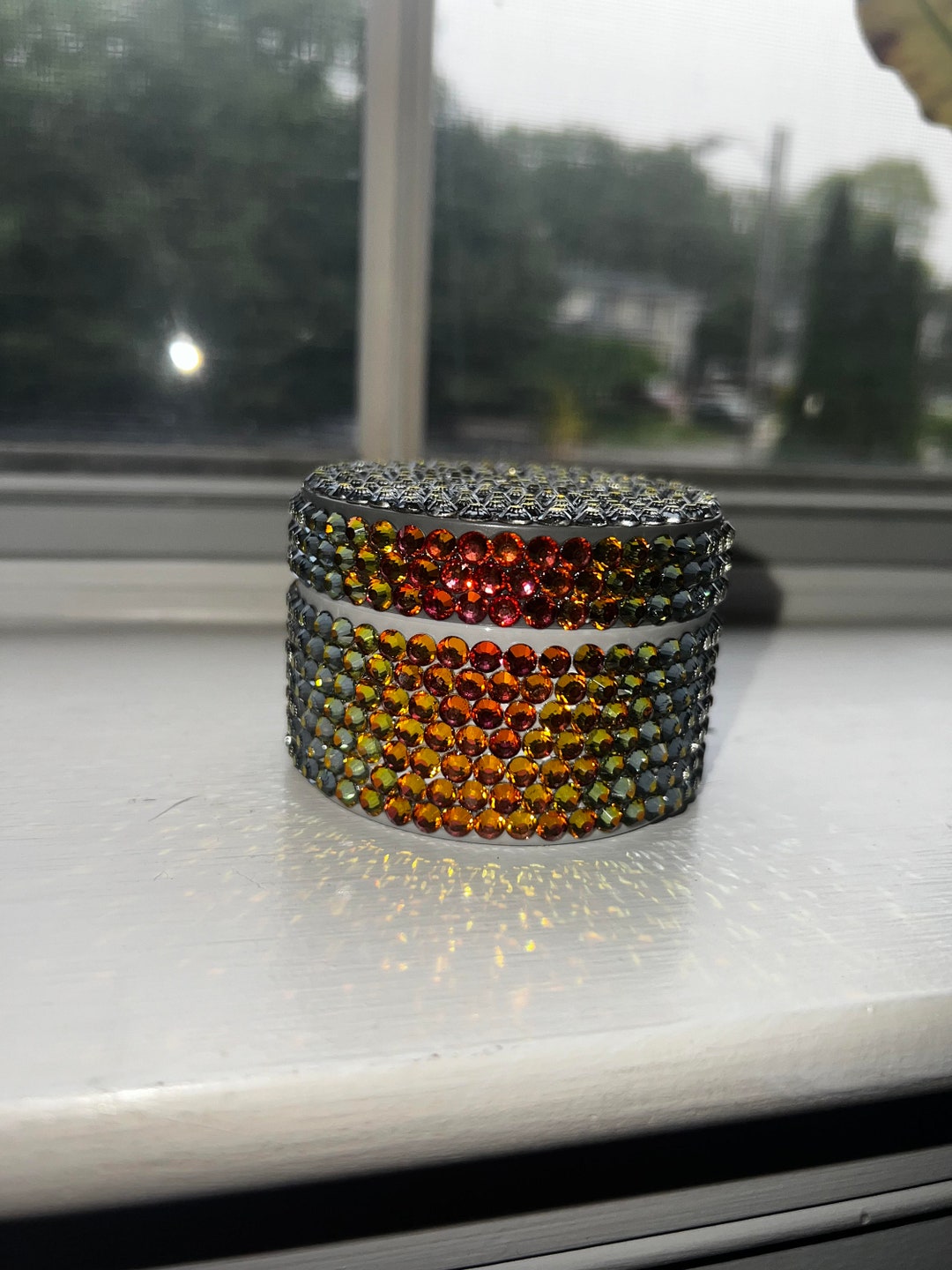 Upcycled Blinged Bedazzled 420 Bud Stash Jar Color-shifting Rhinestones ...