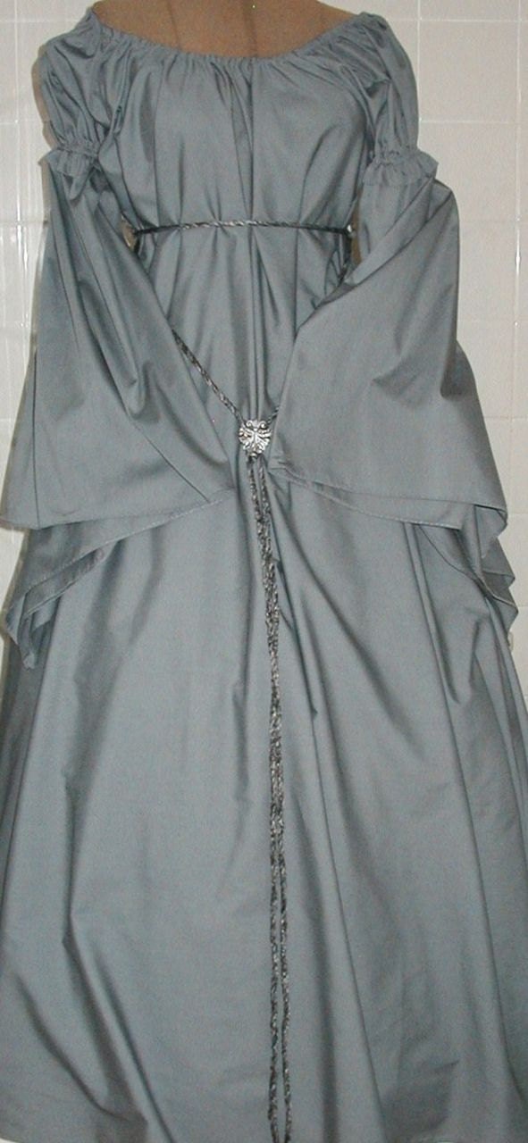 Renaissance Dress Chemise Style Costume Gown Grey W/dagged Sleeves ...