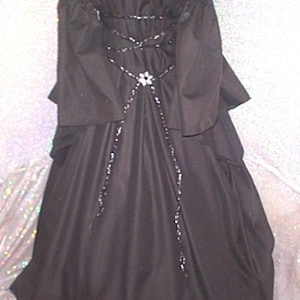 Black Goth Long Renaissance Chemise Style Puff Sleeve Shoulder & Long ...