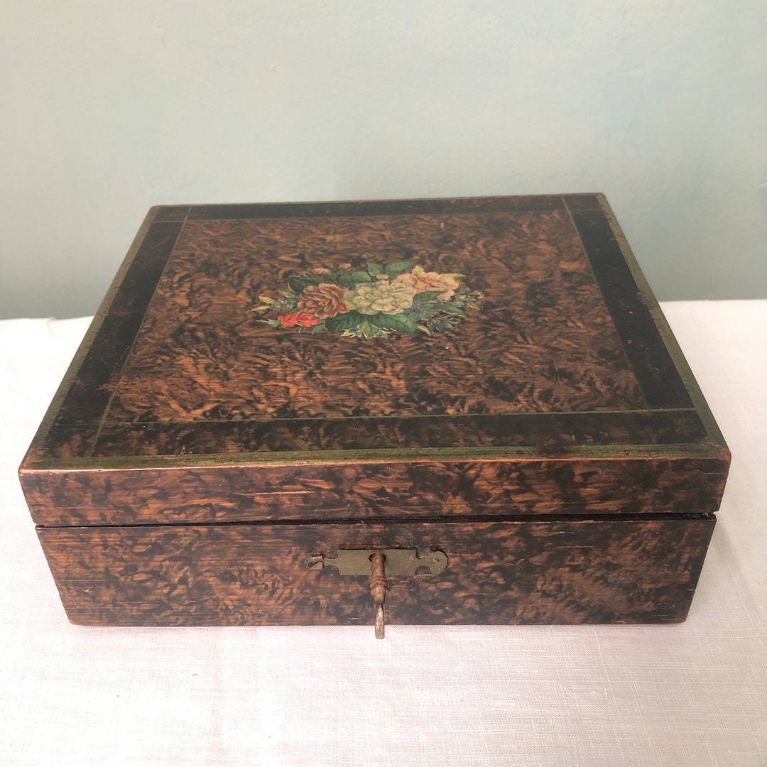 A Decorative Box, Wooden, Vintage, Floral, Flowers, Lined, Gift Box ...