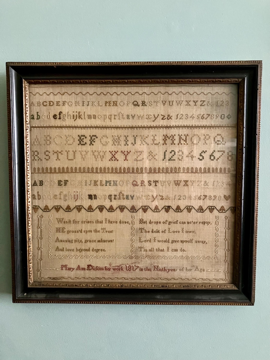 A Beautiful Needlework Sampler, Original Frame, Backing, Georgian, by ...