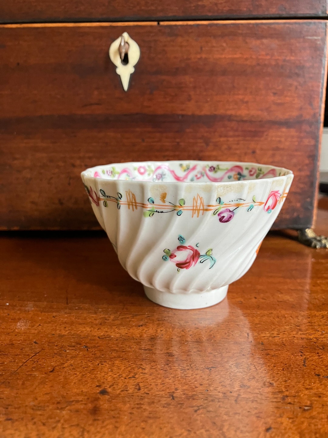 An 18th Century Tea Bowl, Bone China, Floral, Ribbon, Ruched. - Etsy