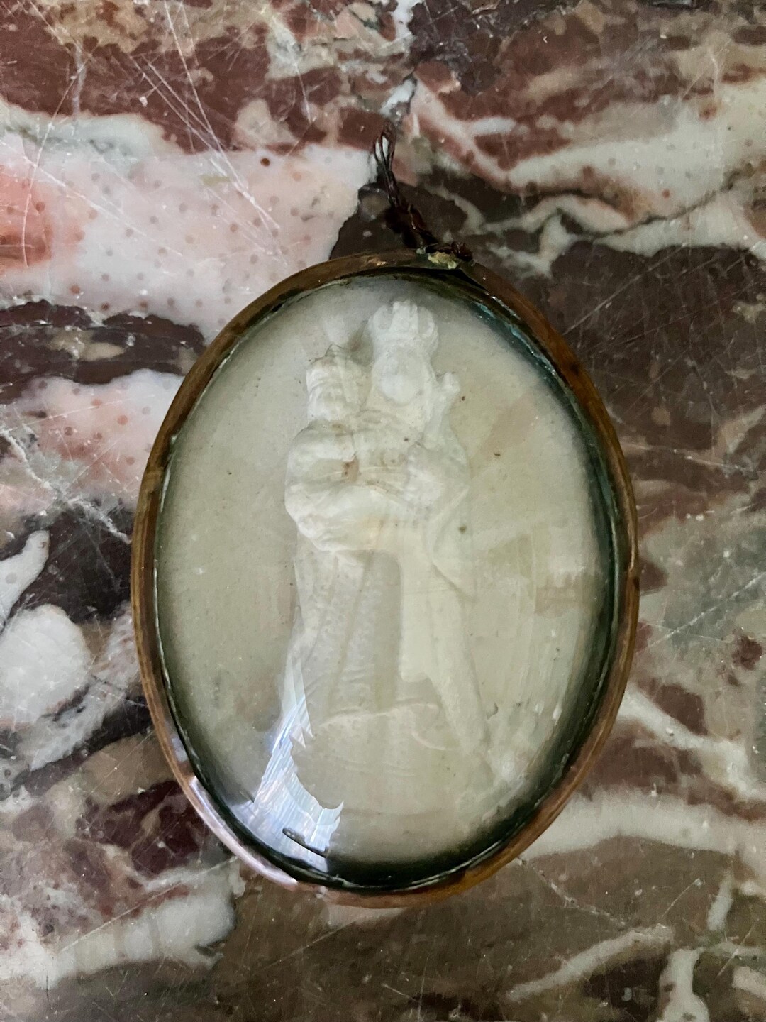 Meerschaum Cameo: Mary and Infant Jesus, Religious Oval Brass Frame - Etsy