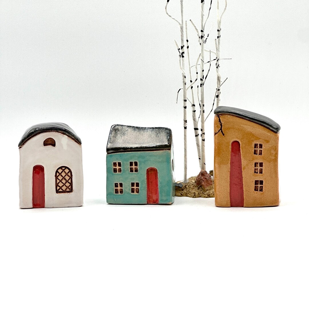 Handmade Tiny Ceramic Houses, Hand Painted, Unique One of a Kind ...