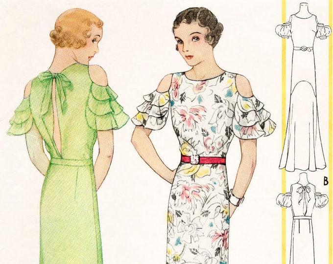 1930s 30s Evening Dress Gown Vintage Sewing Pattern PICK YOUR SIZE Bust ...