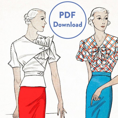 Vintage Sewing Pattern 1930s 30s Dress Reproduction Art Etsy
