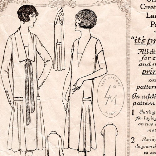 Vintage Sewing Pattern Ladies' 1920s Long Sleeve Dress - Etsy
