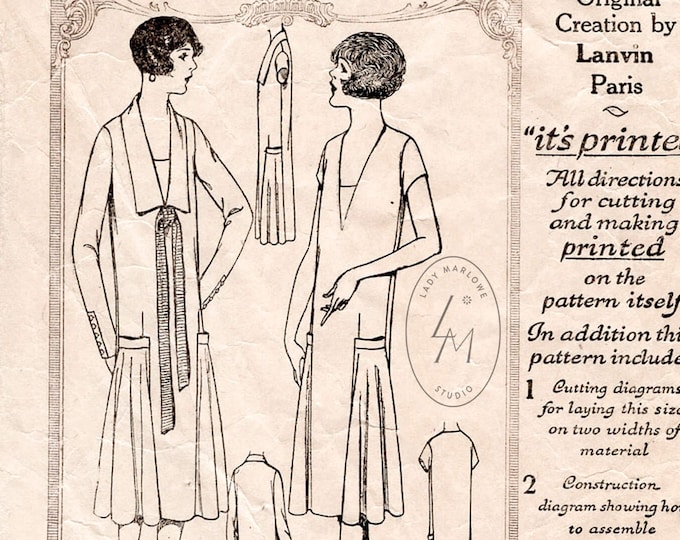 1920s Dress Pattern / Vintage Sewing Pattern Reproduction / Flapper ...
