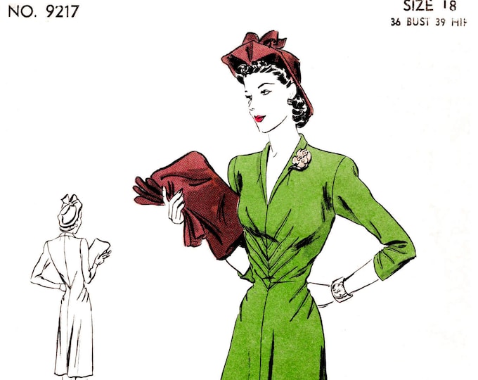 1940 Vintage Sewing Pattern 1940s 40s Dress Sewing Pattern - Etsy