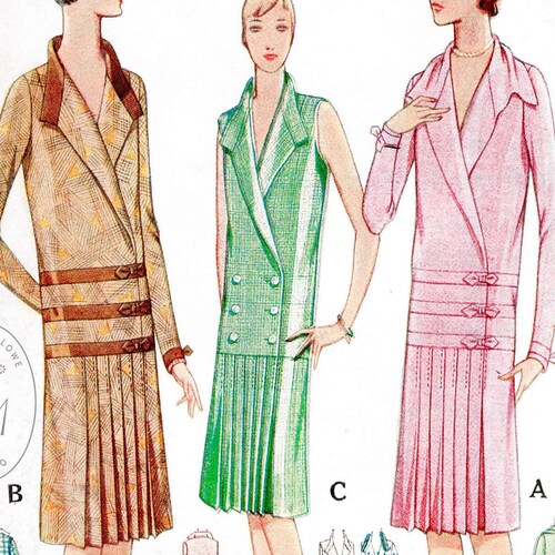 Vintage Sewing Pattern 1920s 20s Dress Reproduction // 3 - Etsy