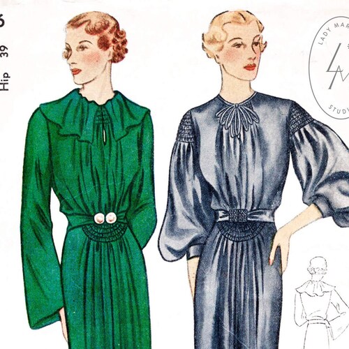 1930s 30 Dress Vintage Sewing Pattern // 2 Styles // Puff - Etsy